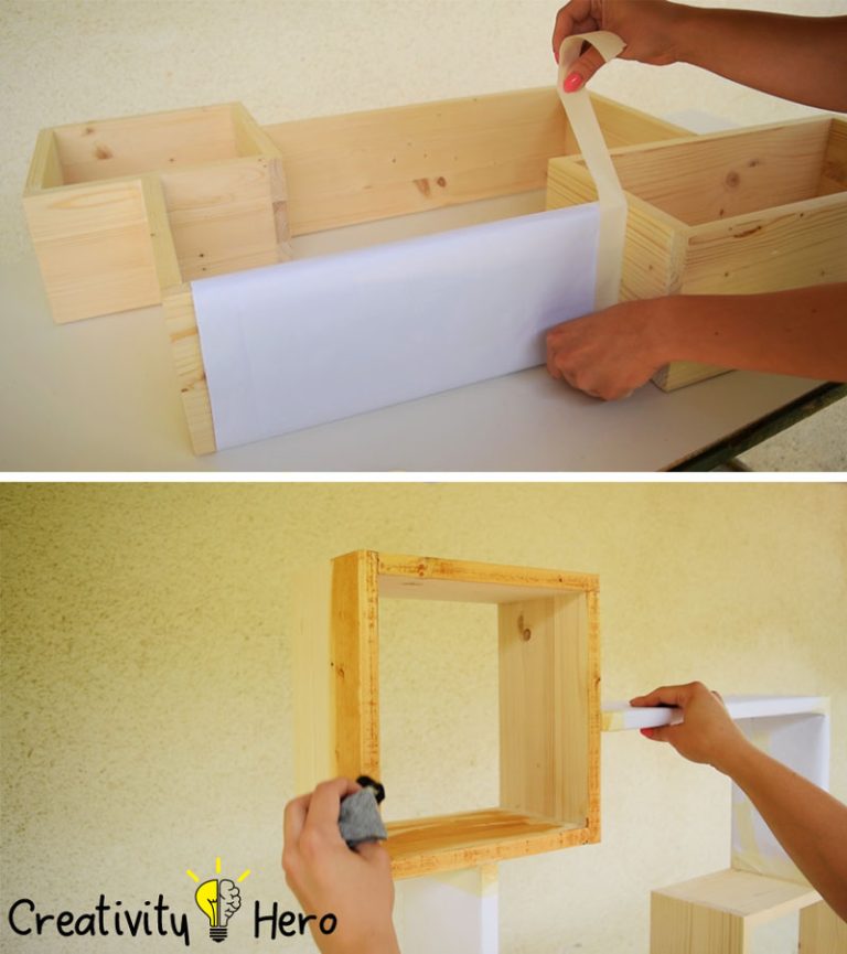 DIY Colorful Rectangular Wooden Wall Shelf - Creativity Hero