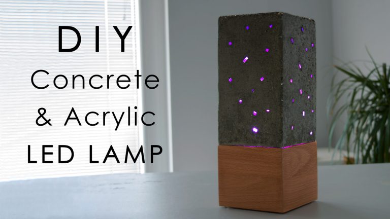 DIY Concrete and Acrylic LED Lamp with a Wooden Base - Creativity Hero